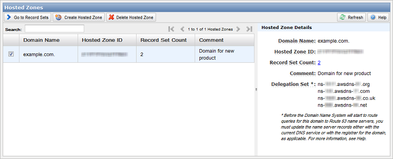 hosted zones dashboard