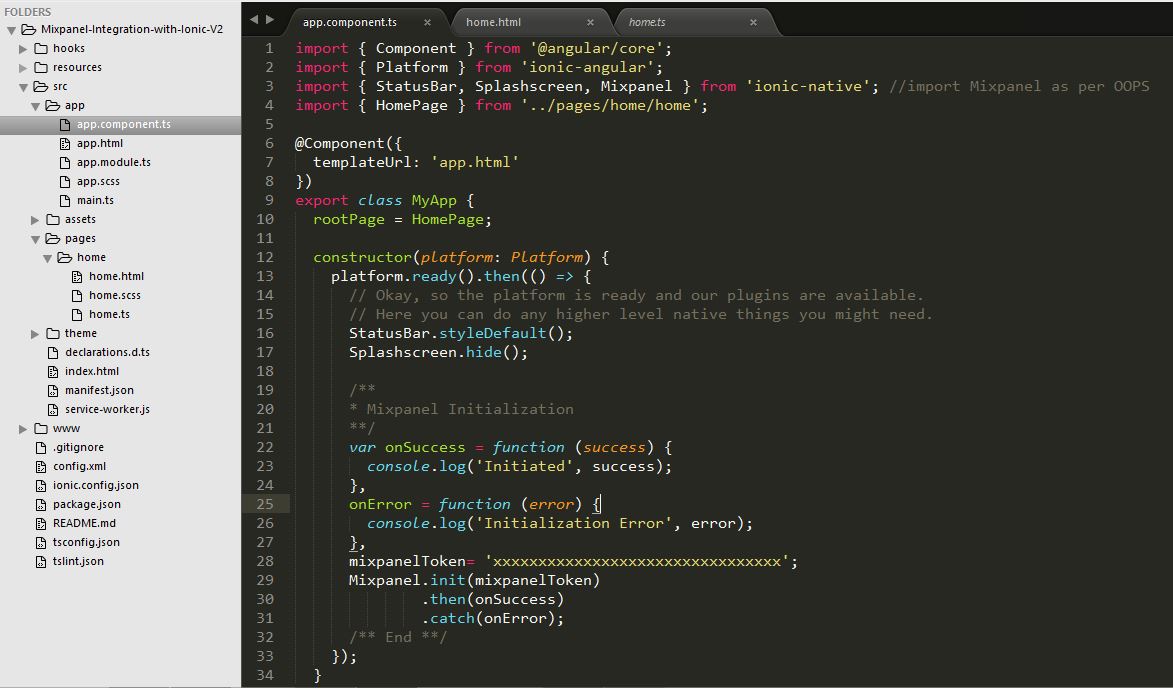 Mixpanel Integration with Ionic 2 App